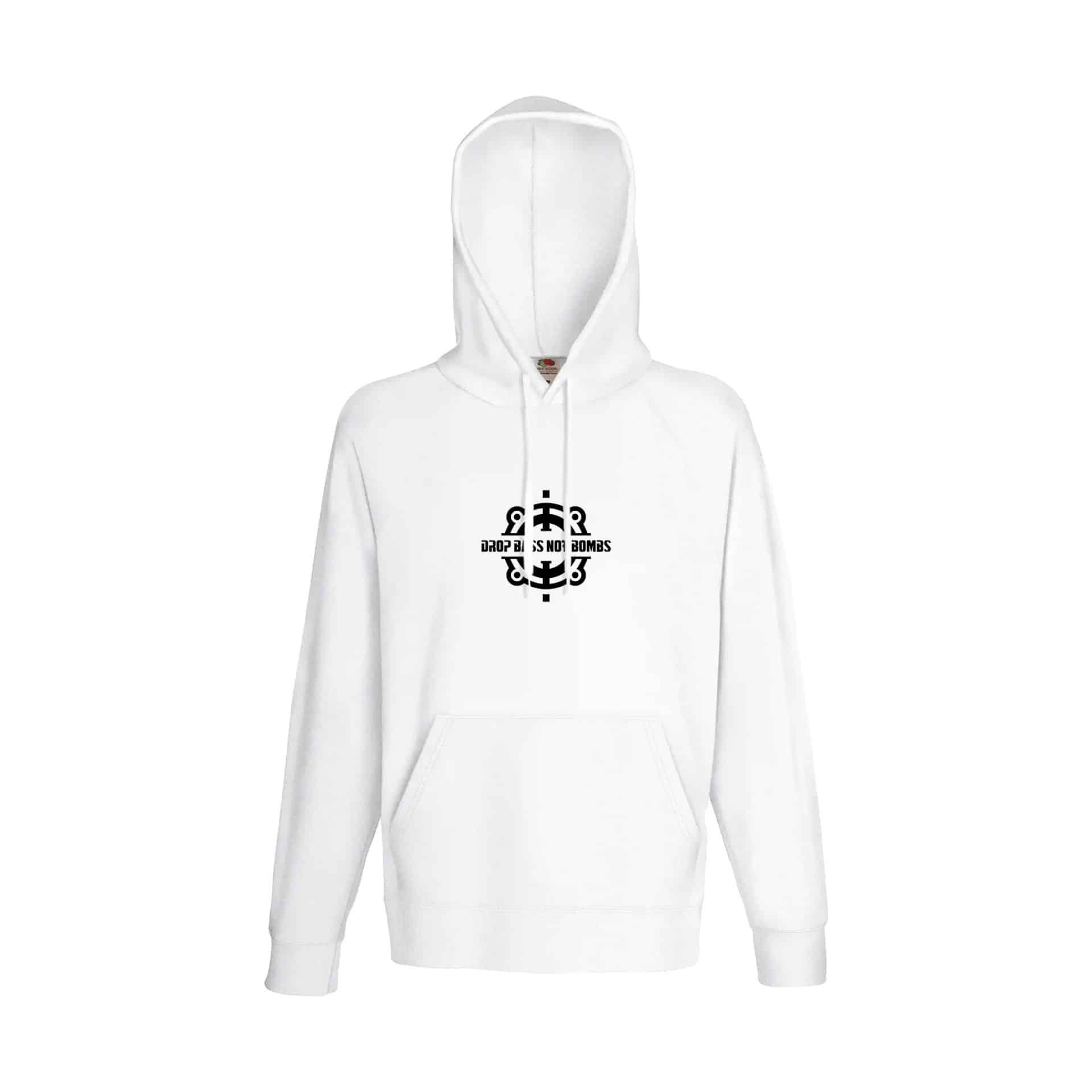 Drop Bass Not Bombs Hoodie White - Rave wear